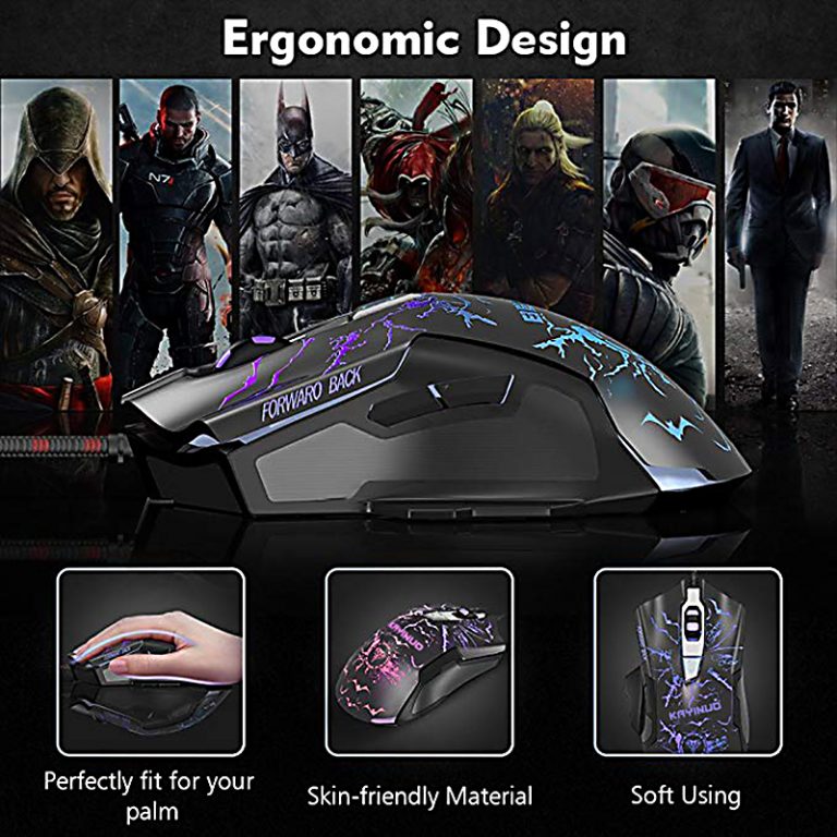 KAYINUO mechanical usb gaming mouse 3200DPI adjustable 6 buttons rgb ...