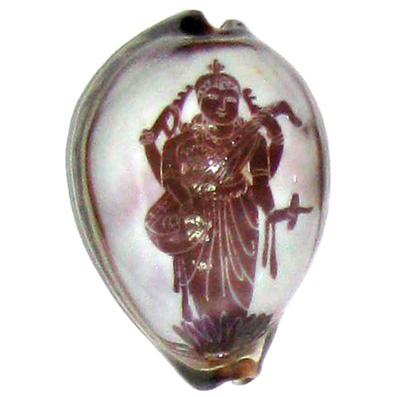 Goddess Saraswathi Vidya Vani Art on Natural Cowrie Kawdi Kaudi Kowdi ...