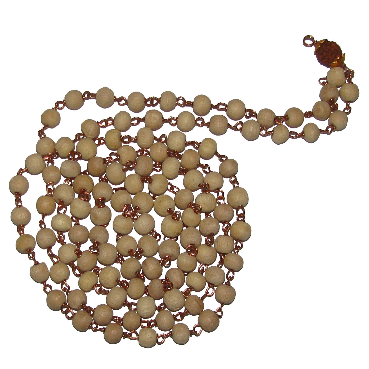 Natural Wood With Panchamukhi Rudraksha Rosary Mala - A4456-01 - Season ...