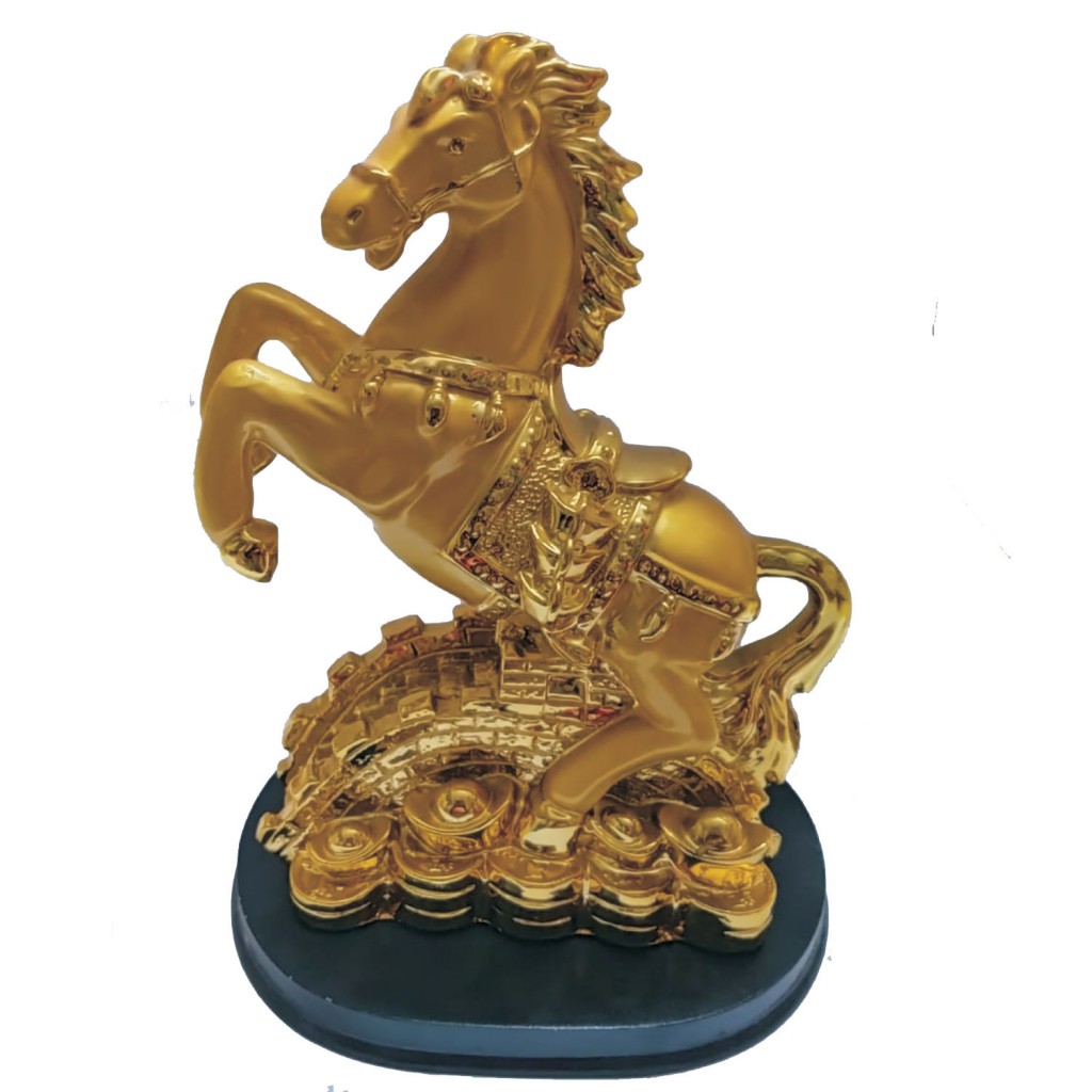 Aadhyathmik Golden Lucky Horse on Coins and Ingot with Steps of Success ...