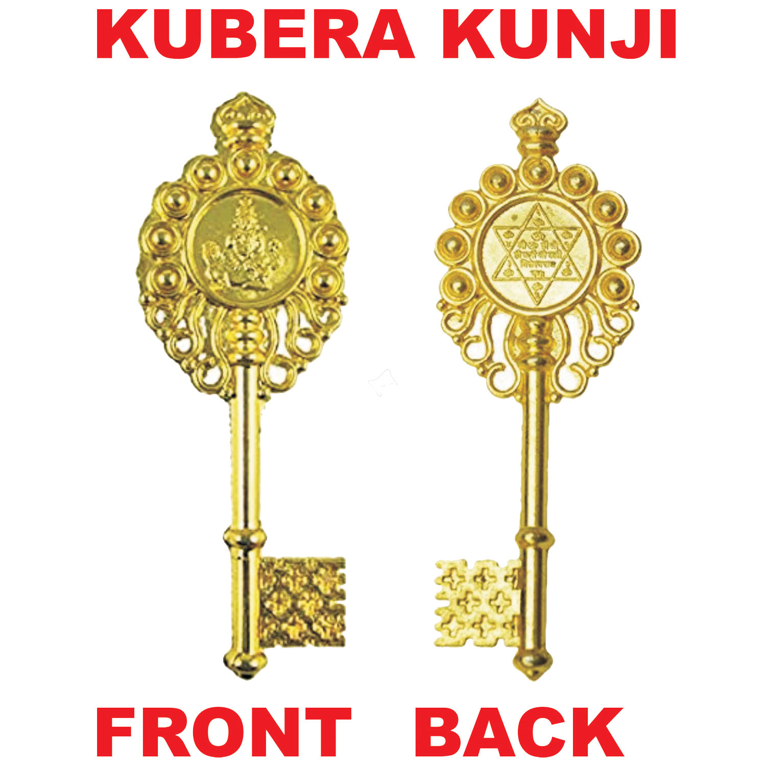 Aadhyathmik Kubera Kunji Kubera Key with Kubera on Front and Yantra on ...