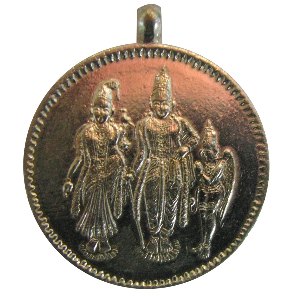Aadhyathmik Vishnu Lakshmi with Garuda Copper Pendant Ragi Rupu Taamra ...