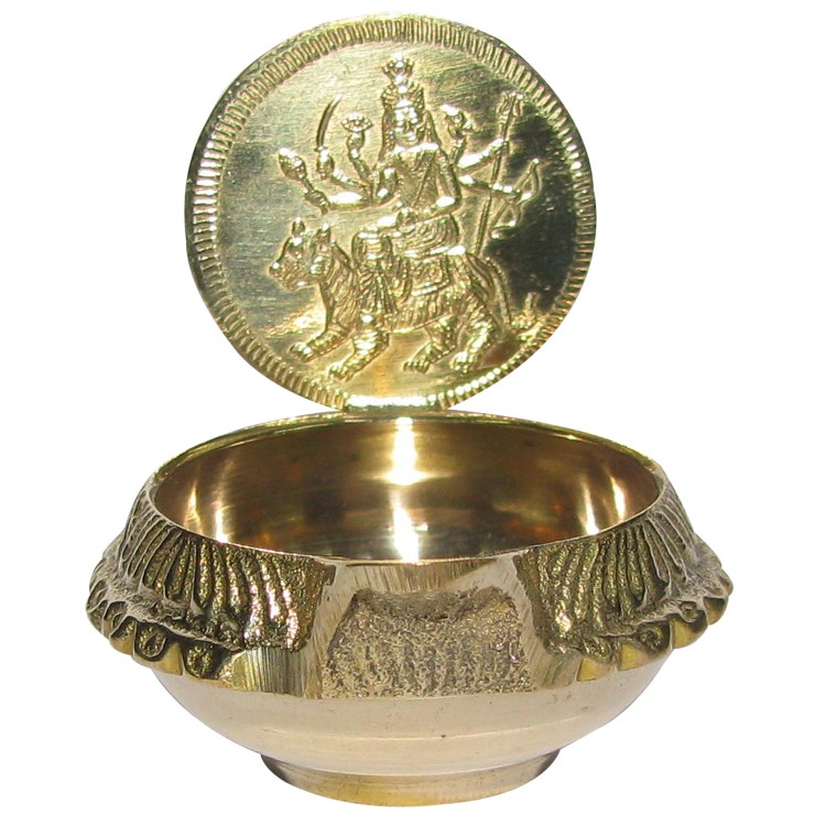 Om Sakthi Trishul Velaku Deep Diya Deepam in Brass 4 Inch - S900698 ...