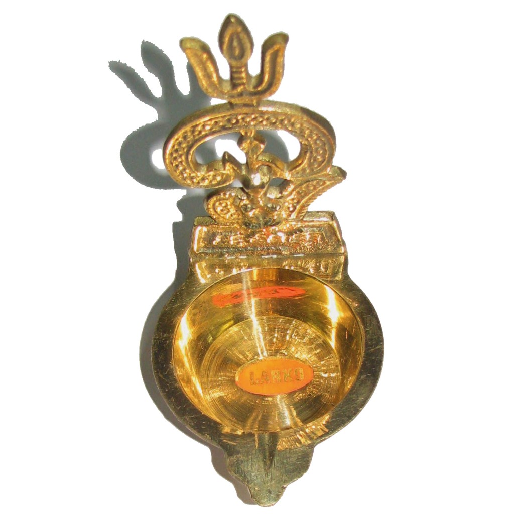 Om Sakthi Trishul Velaku Deep Diya Deepam in Brass 4 Inch - S900698 ...